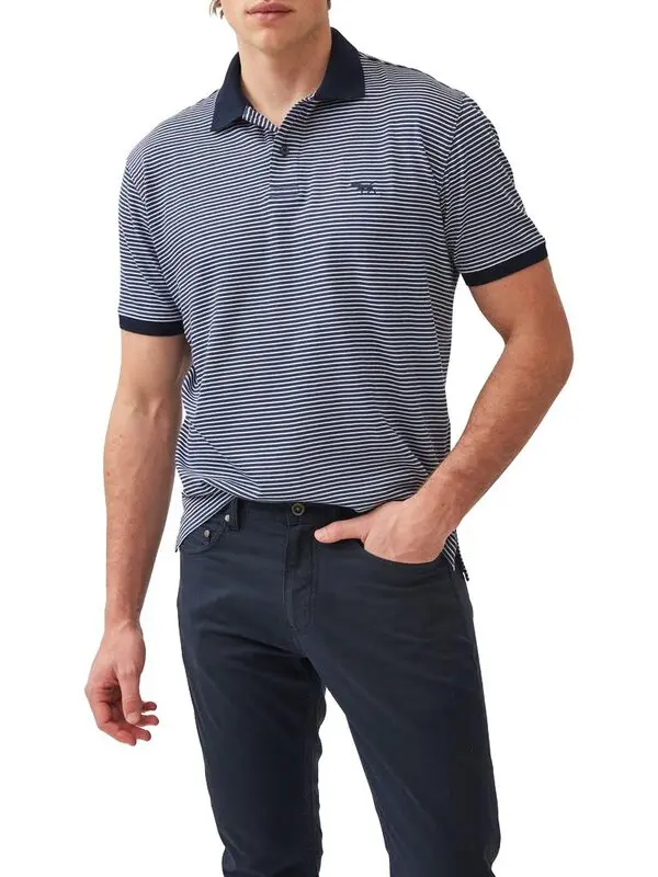 Rodd & Gunn Wye Creek Stripe Cotton Jacquard Polo - Midnight