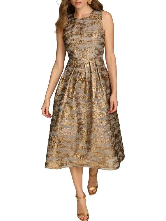 Donna Karan New York Metallic Jacquard Cocktail Dress - Gilded