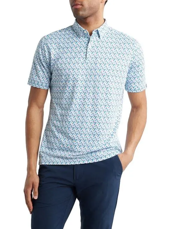 Mizzen+main Halyard Trim Fit Dot Print Polo - White Broken Circle