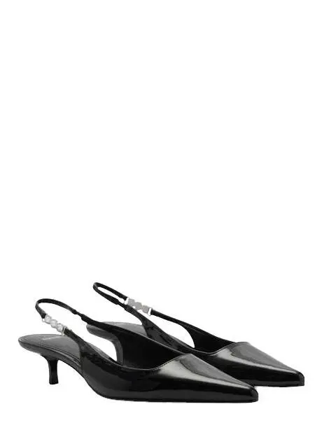 Mango Crystal Pointed Toe Slingback Pumps - Black