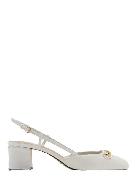 Mango Square-toe Slingback Pumps - White