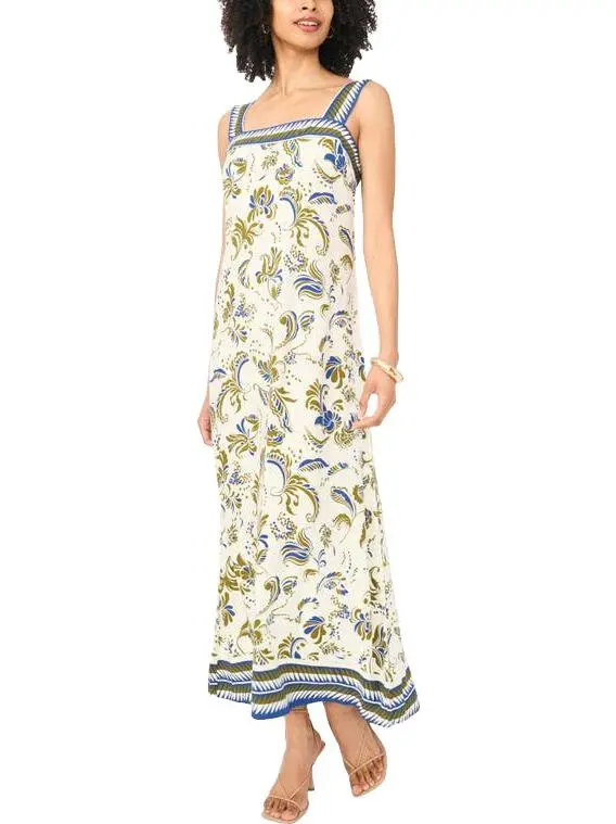 Vince Camuto Smocked Back Paisley Maxi Dress - New Ivory