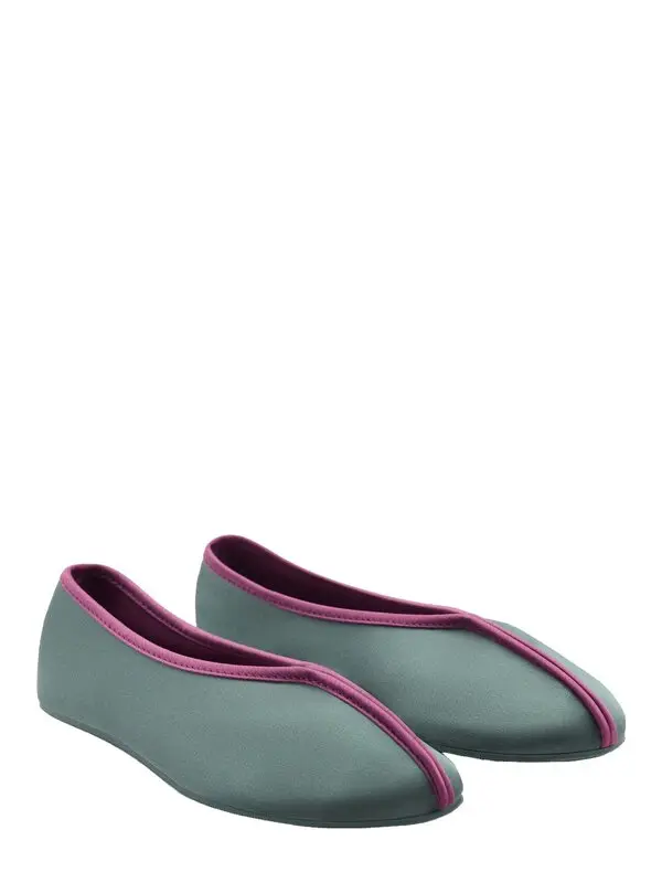 Mango Satin Ballerina Flat - Mint Green