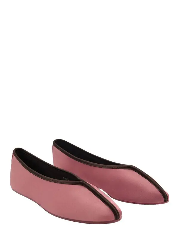 Mango Satin Ballerina Flat - Plum