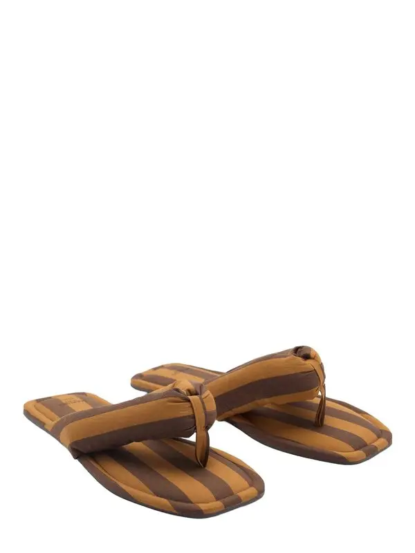 Mango Striped Puffer Flip Flops - Brown