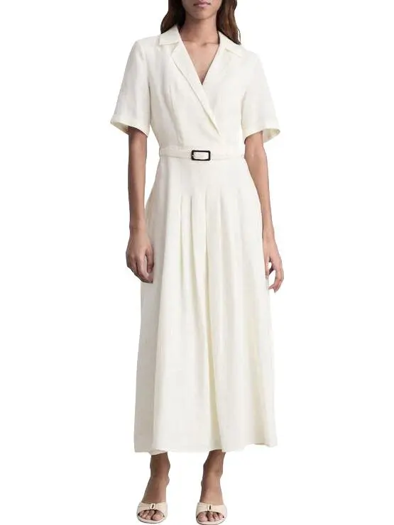Mango Belted Linen Shirt Dress - Vanilla