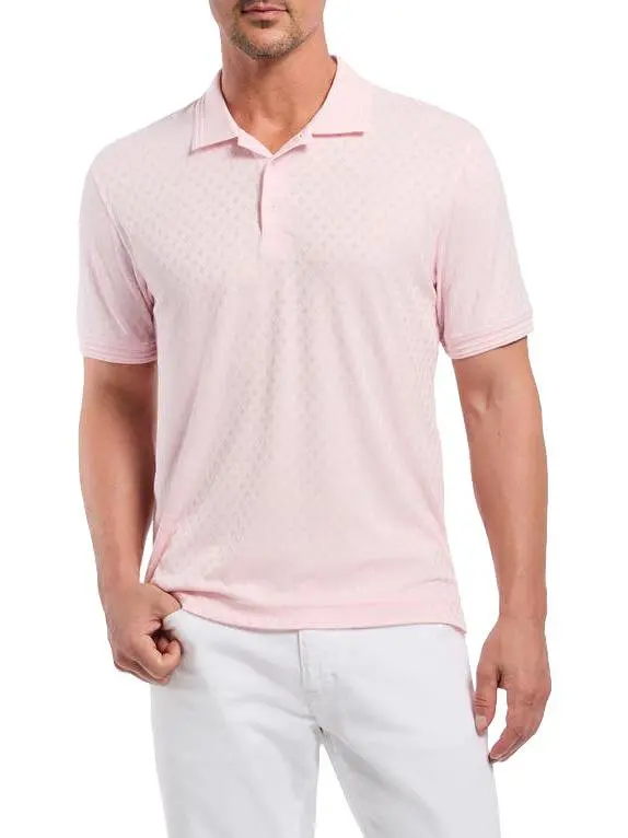 Robert Graham Elias Basket Weave Jacquard Knit Polo - Pink
