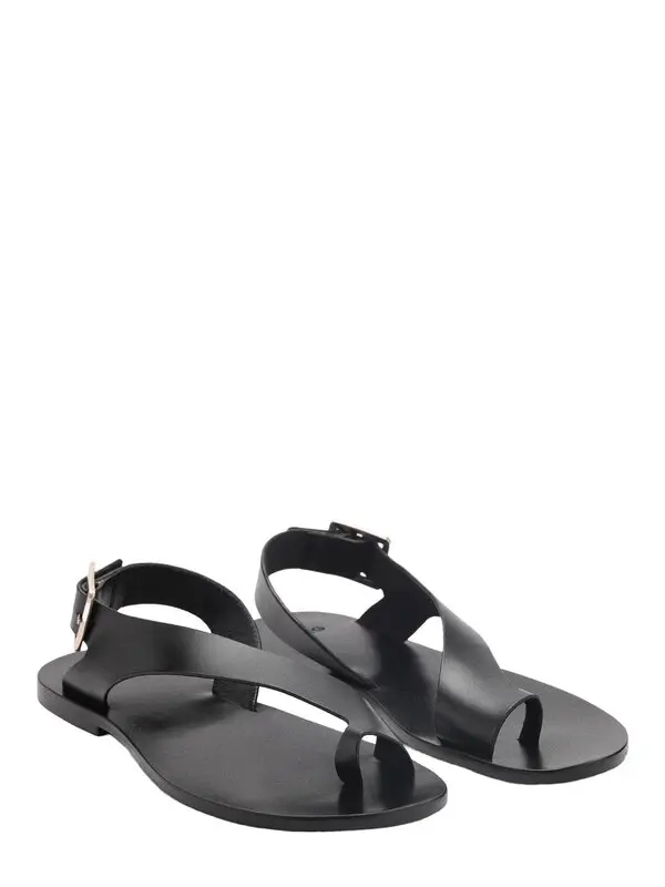 Mango Toe Loop Flat Sandal - Black