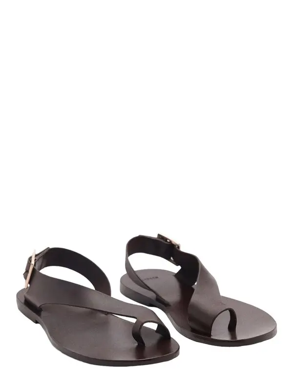 Mango Toe Loop Flat Sandal - Chocolate