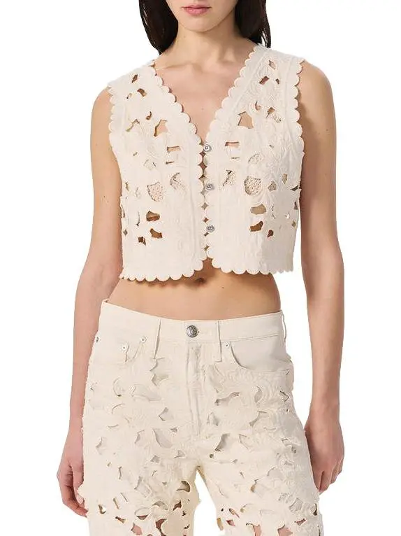 Rag & Bone Coralie Floral Cutout Vest - Ecru