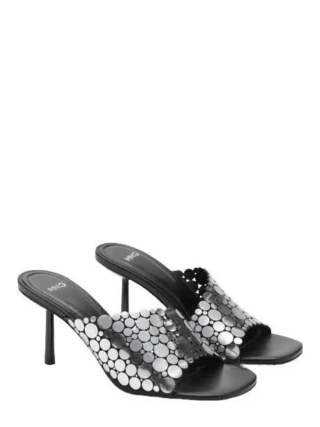 Mango Metallic Deco Sandal - Black