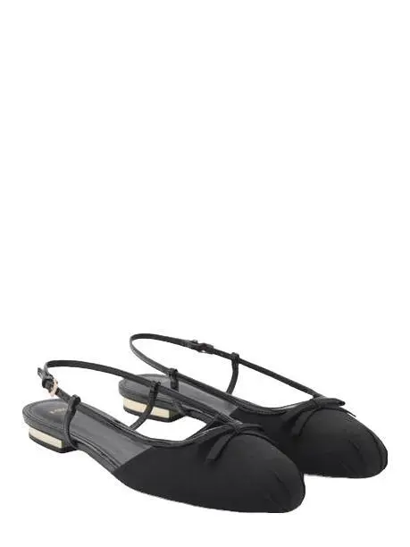 Mango Slingback Ballet Flats - Black