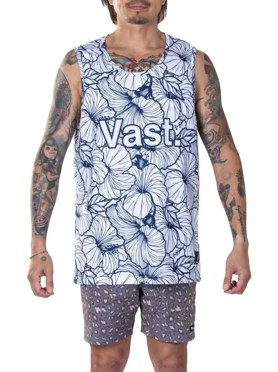 VAST Local Leaves Performance Tank Top - Navy
