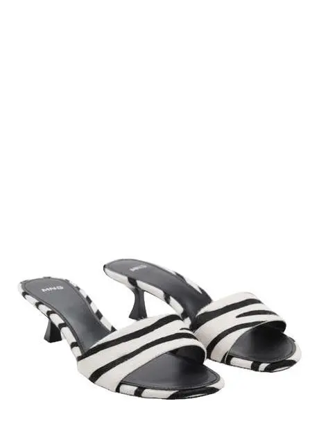 Mango Genuine Calf Hair Slide Sandal - White