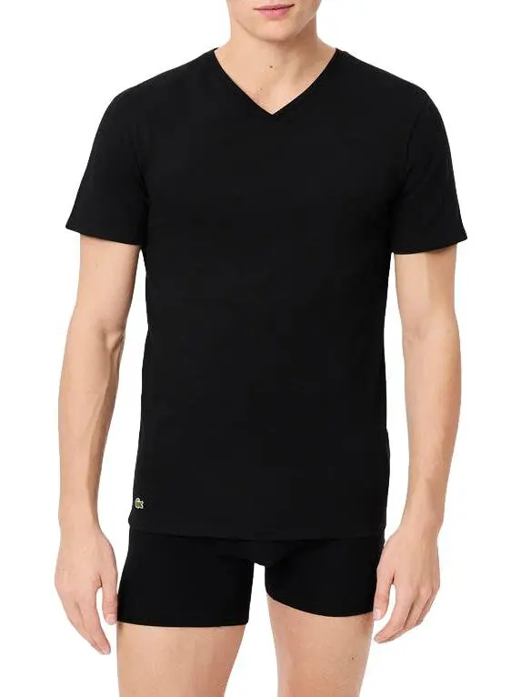 Lacoste 3-pack Cotton V-neck T-shirts - Black