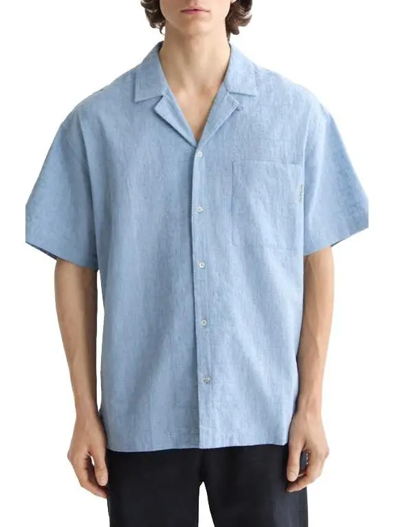 Scotch & Soda Macys Cross-stitch Camp Shirt - Faded Denim