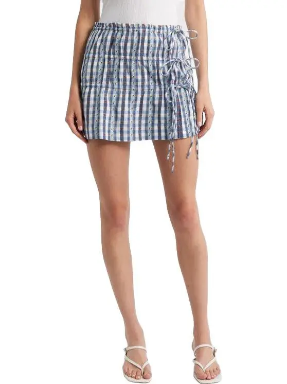 DAMSON MADDER Este Tiered Organic Cotton Miniskirt - Navy