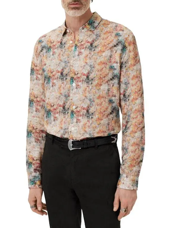John Varvatos Luca Paint Pattern Button-up Shirt - Buttercup