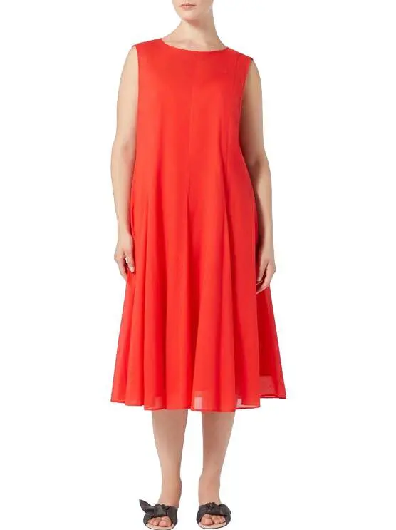 Marina Rinaldi Corvino Sleeveless Cotton Voile Midi Dress - Red