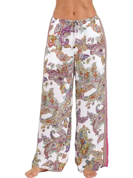 L'Agence Geraldine Printed Wide Leg Pants - White Multi