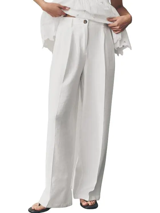 NEXT Elasticized Back Wide Leg Trousers - White