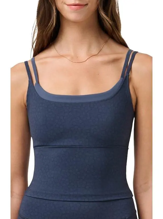 Travis Mathew Move Double Strap Crop Tank - Ombre Blue Multi
