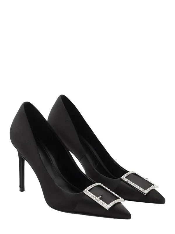 Mango Buckle Pointed Toe Pumps - Black