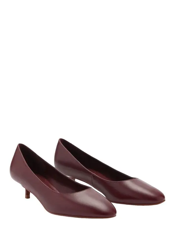 Mango Kitten Heel Pumps - Burgundy