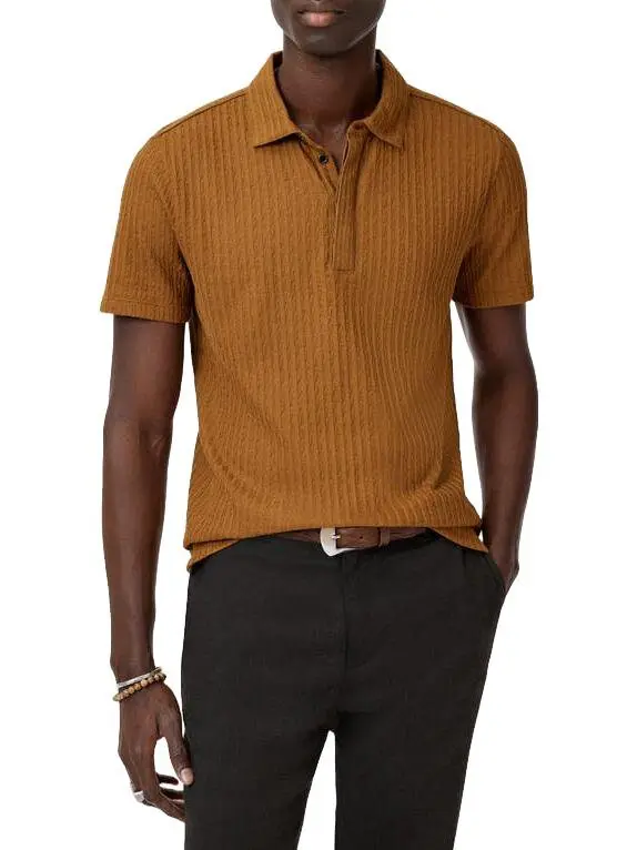 John Varvatos Grana Texture Polo - Sienna Brown