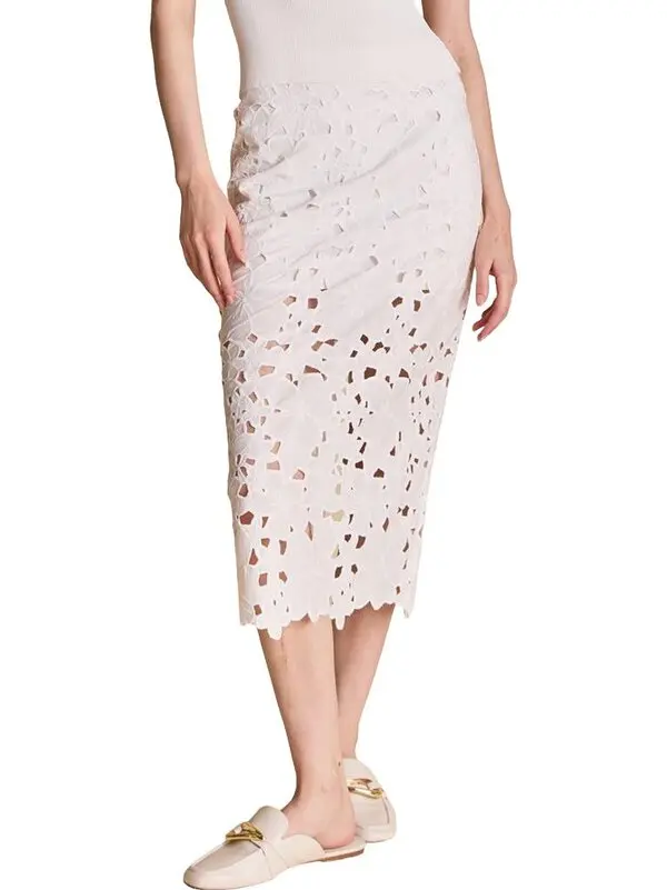 Endless Rose Cutout Lace Midi Skirt - Ivory
