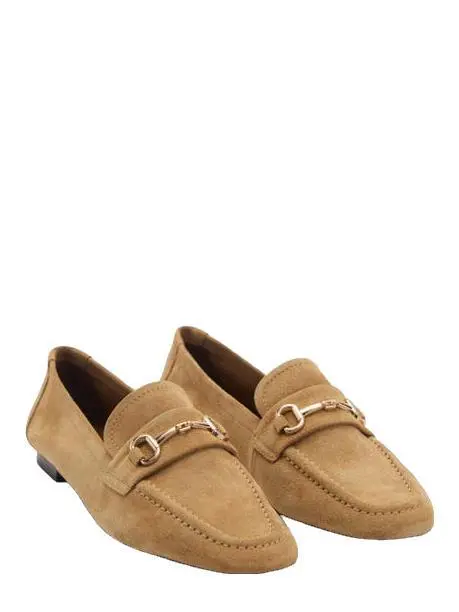 Mango Buckle Leather Moc-toe Flats - Tobacco Brown