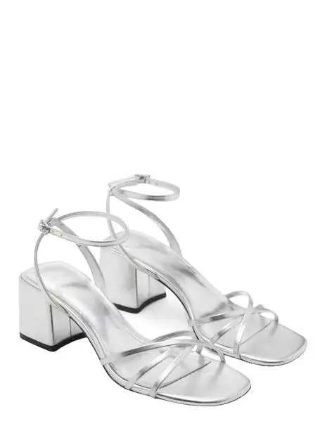 Mango Ankle Strap Sandal - Silver