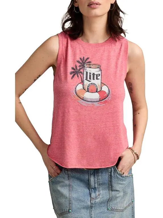 Lucky Brand Miller Lite Graphic Tank - Calypso Coral