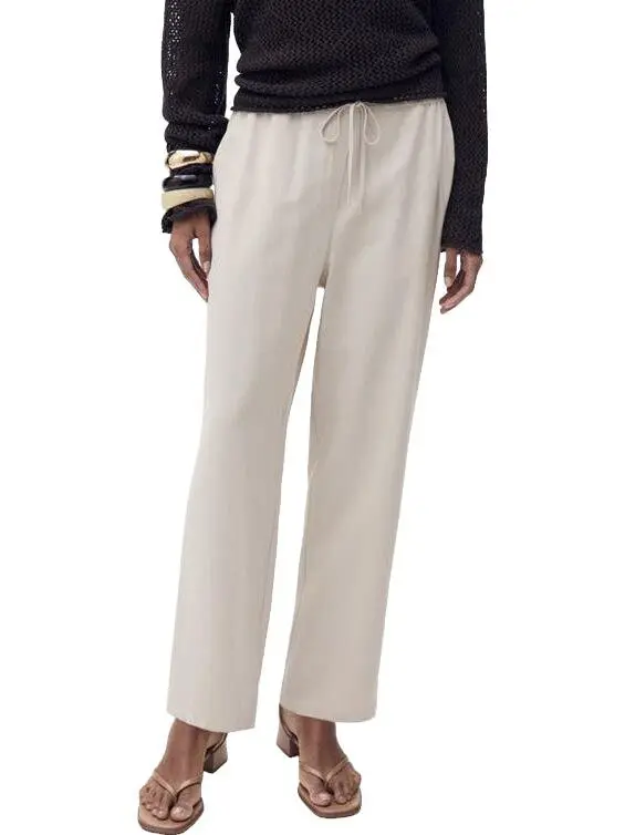 Mango Elastic-waist Flowy Pants - Beige