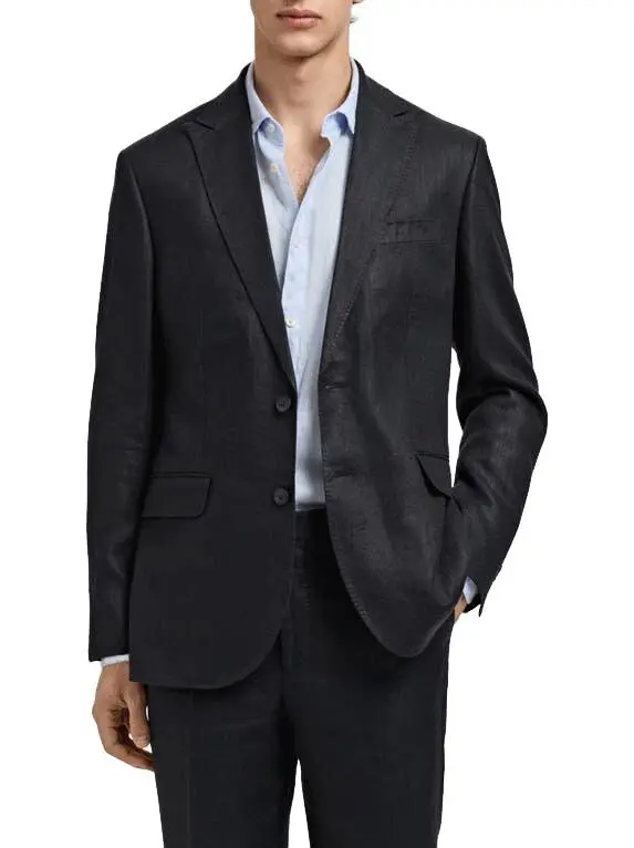 Mango Slim Fit Linen Sport Coat - Black