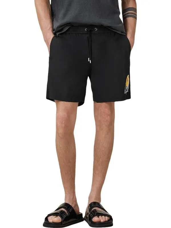 ALLSAINTS Party Wave Swim Trunks - Jet Black