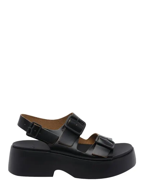 Camper Tasha Leather Platform Sandals - Black