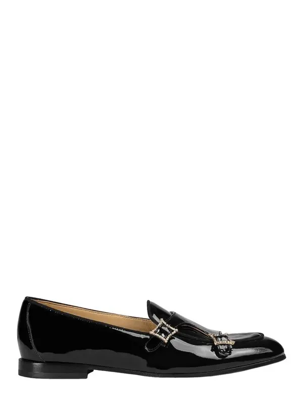DOUCAL'S Patent Leather Buckled Loafers - Black