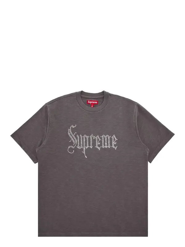 Supreme Rhinestone Short-sleeve Top - Grey