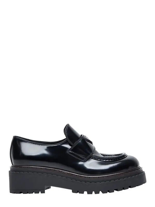 Prada Brushed Leather Platform Loafer - Black