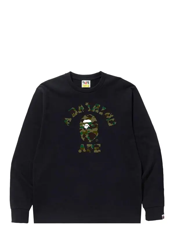 A BATHING APE 1st Camo College Long-sleeve Tee - Black
