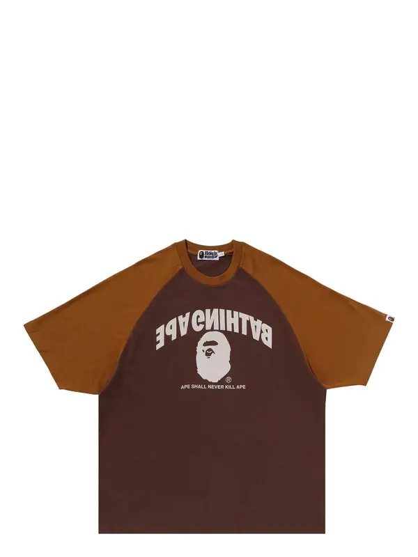 A BATHING APE College Relaxed Fit Raglan Tee - Brown