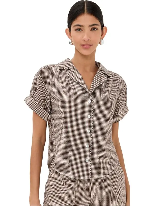 Veronica Beard Ilene Shirt - Light Chickory/white