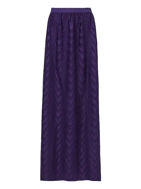 LEEM Geometric-pattern Plisse Woven Maxi Skirt - Purple