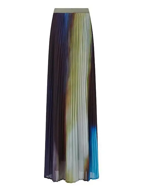 LEEM Ombre-print Pleated Maxi Skirt - Multi-coloured