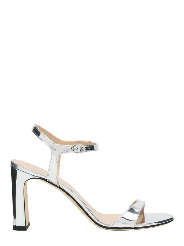 STUART WEITZMAN Babette Metallic Ankle-strap Sandals - Silver