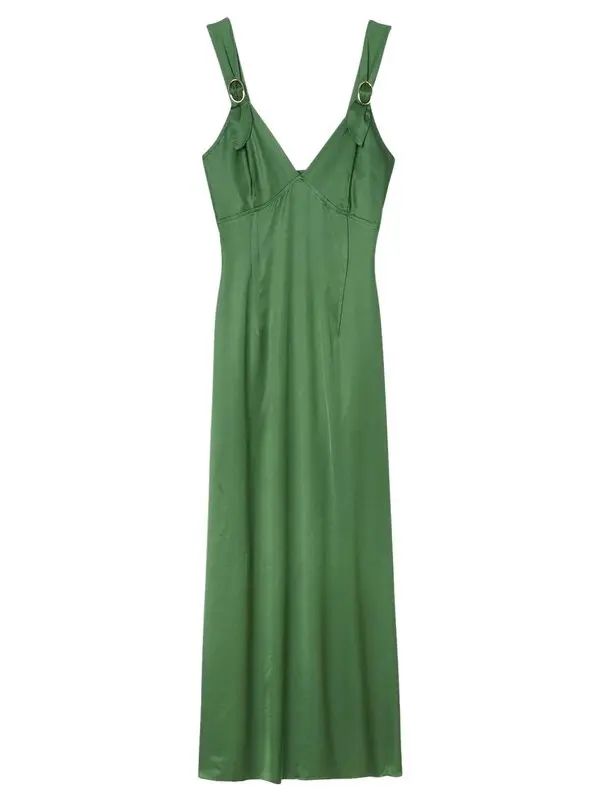 Sandro Cecile Buckle-strap Midi Dress - Green