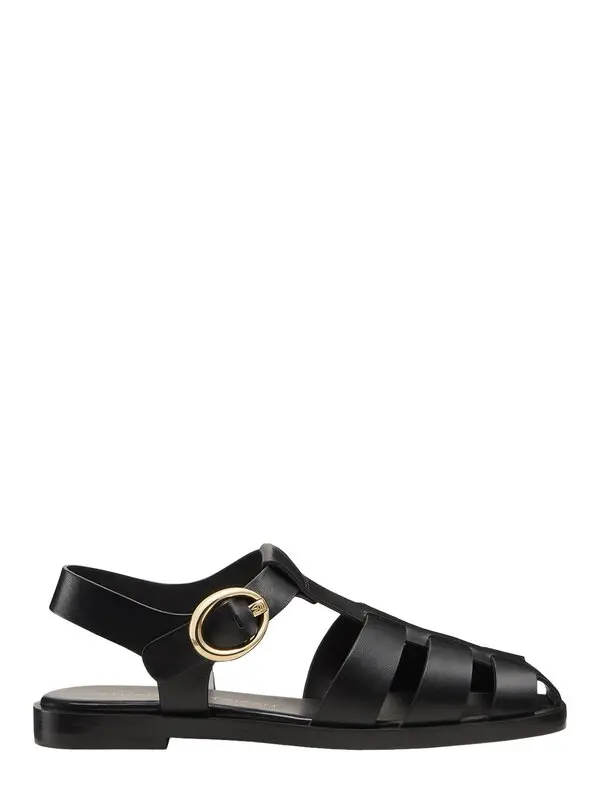 STUART WEITZMAN Villa Leather Fisherman Sandals - Black