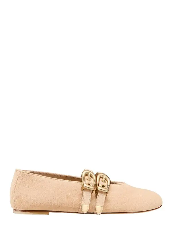 STUART WEITZMAN Maven Suede Ballerina Flats - Beige