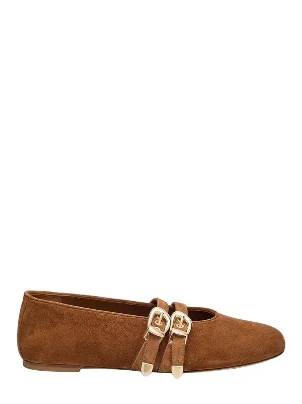 STUART WEITZMAN Maven Suede Ballerina Flats - Light Brown